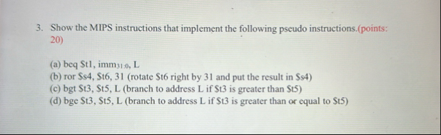 Solved Show the MIPS instructions that implement the | Chegg.com