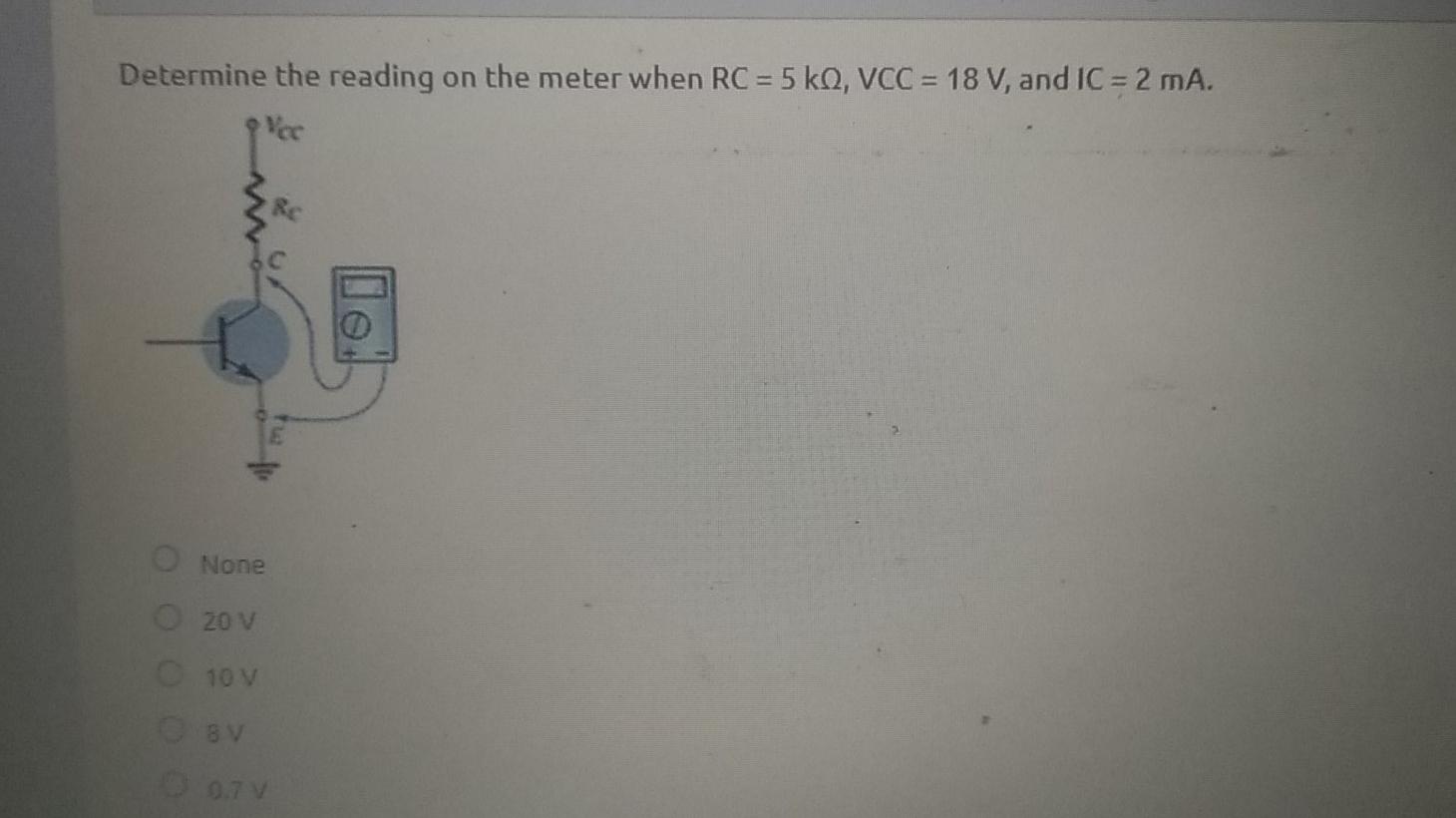 Solved Determine the reading on the meter when RC = 5 k., | Chegg.com