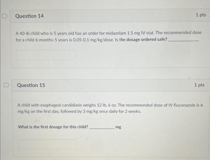 Solved A 40−lb child who is 5 years old has an order for | Chegg.com