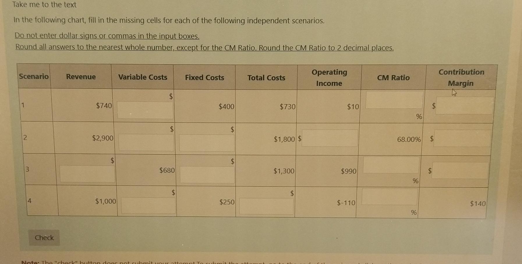 In the following chart, fill in the missing cells for | Chegg.com