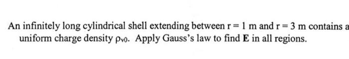 Solved An infinitely long cylindrical shell extending | Chegg.com