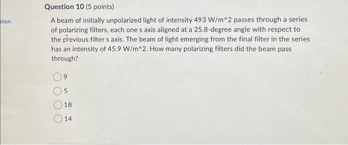 Solved A beam of initially unpolarized light of intensity | Chegg.com