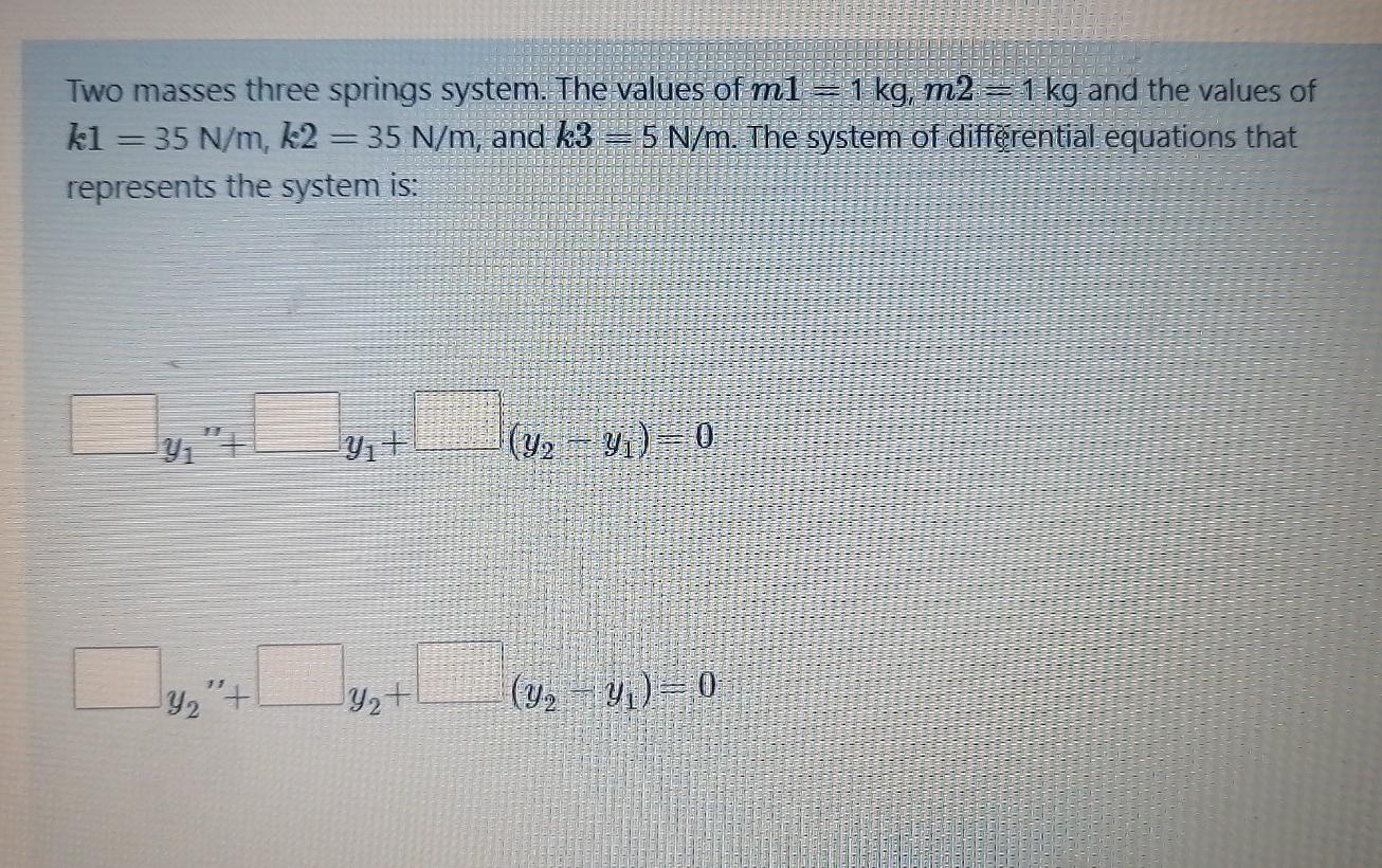 Solved FILE FILTELL Two masses three springs system. The | Chegg.com