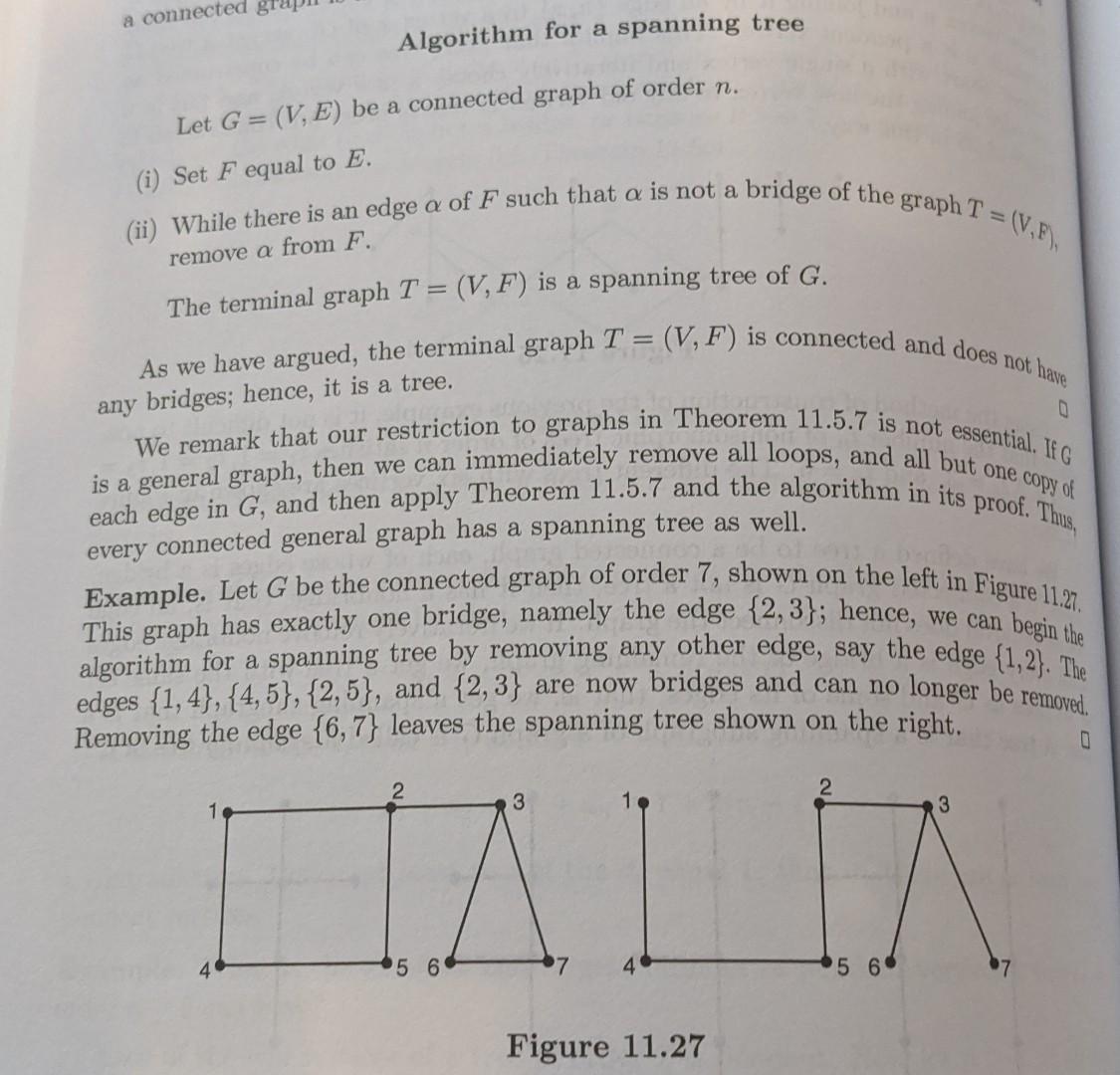 Solved 65. Use the algorithm for a spanning tree in Section | Chegg.com