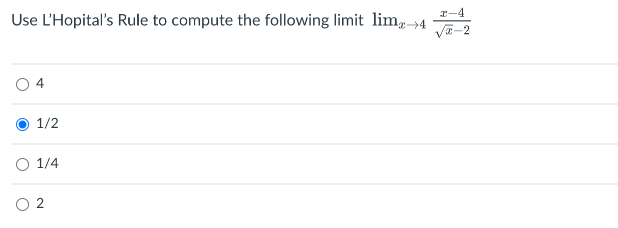Solved Use L'Hopital's Rule to compute the following limit | Chegg.com