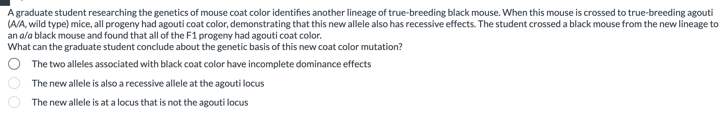 Solved A graduate student researching the genetics of mouse | Chegg.com