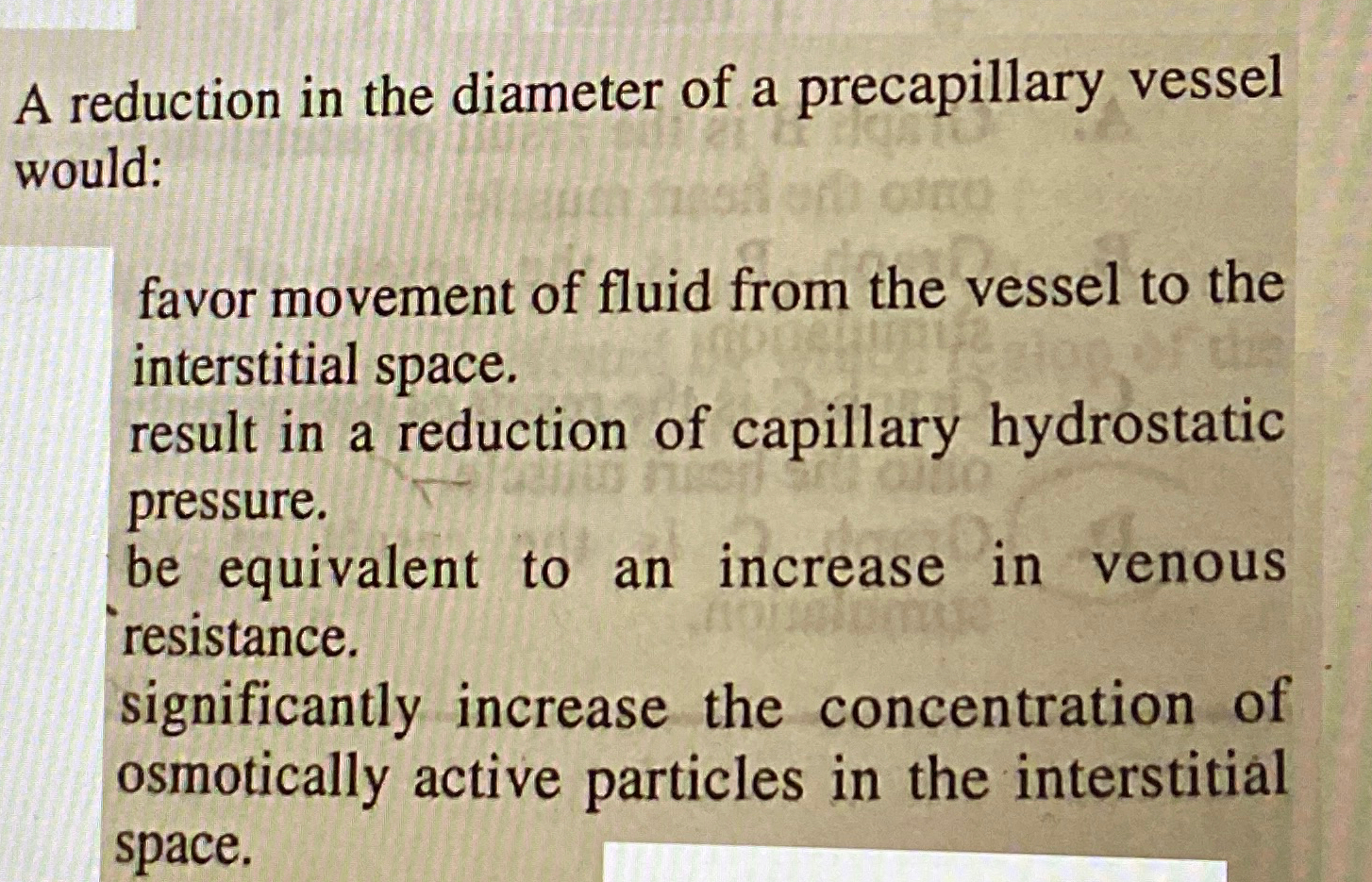 Solved A reduction in the diameter of a precapillary vessel | Chegg.com