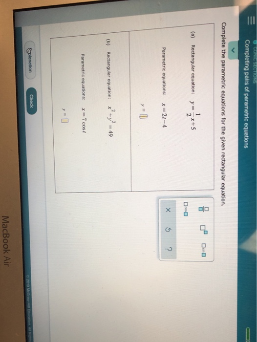 Solved CONIC SECTIONS Completing pairs of parametric | Chegg.com