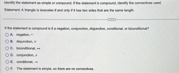 Solved Identify the statement as simple or compound. If the | Chegg.com