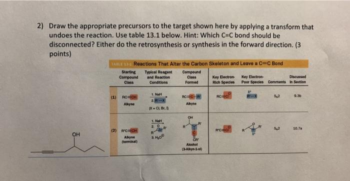Solved 2) Draw the appropriate precursors to the target | Chegg.com