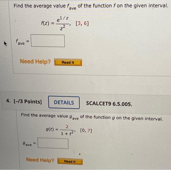 Solved Find the average value f. of the function f on the | Chegg.com