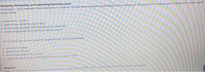 Solved Analyzing. Interpreting, and Capitalizing Operating | Chegg.com