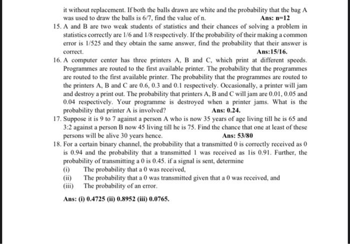 Solved Basic Set theory, Axioms of probability, Sample | Chegg.com
