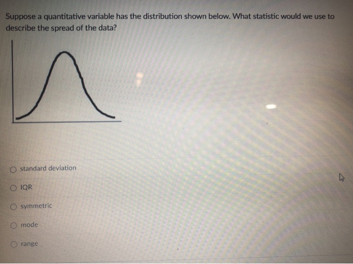 Solved Suppose a quantitative variable has the distribution | Chegg.com