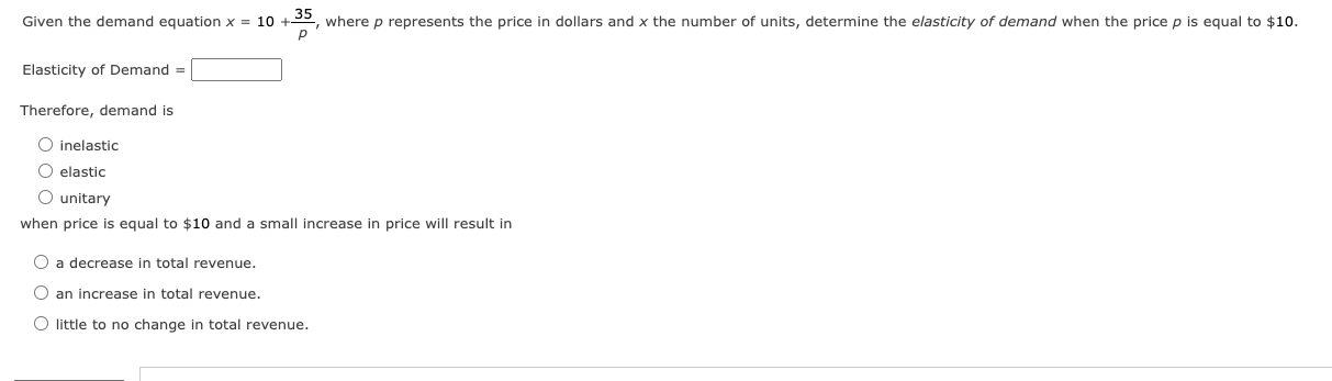 Solved Elasticity of Demand =Therefore, demand | Chegg.com