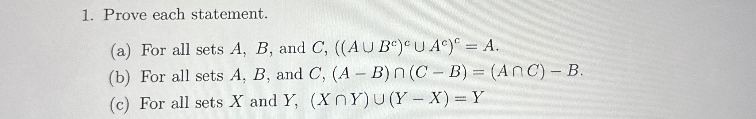 Solved Prove each statement.(a) ﻿For all sets A,B, ﻿and | Chegg.com