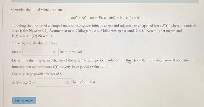 Solved Consider the initial value problem | Chegg.com