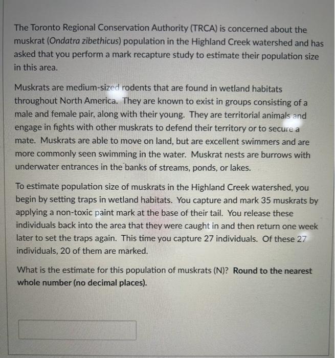 Solved The Toronto Regional Conservation Authority (TRCA) is | Chegg.com