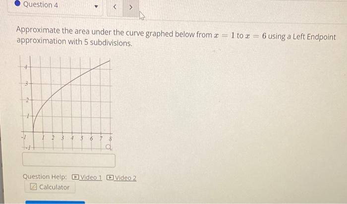 [Solved]: Question 4 Approximate the area under the curve g