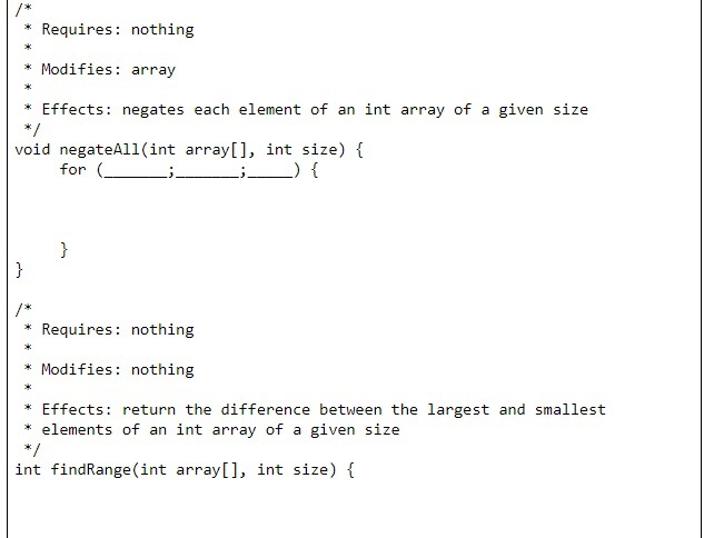 Solved Requires: nothing * Modifies: array * Effects: | Chegg.com