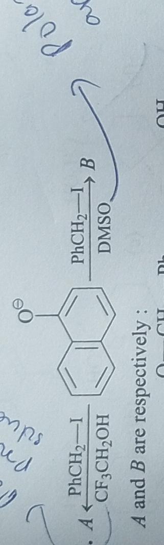 Solved CF3CH2OHPhCH2−I DMSO PhCH2−IB A and B are | Chegg.com