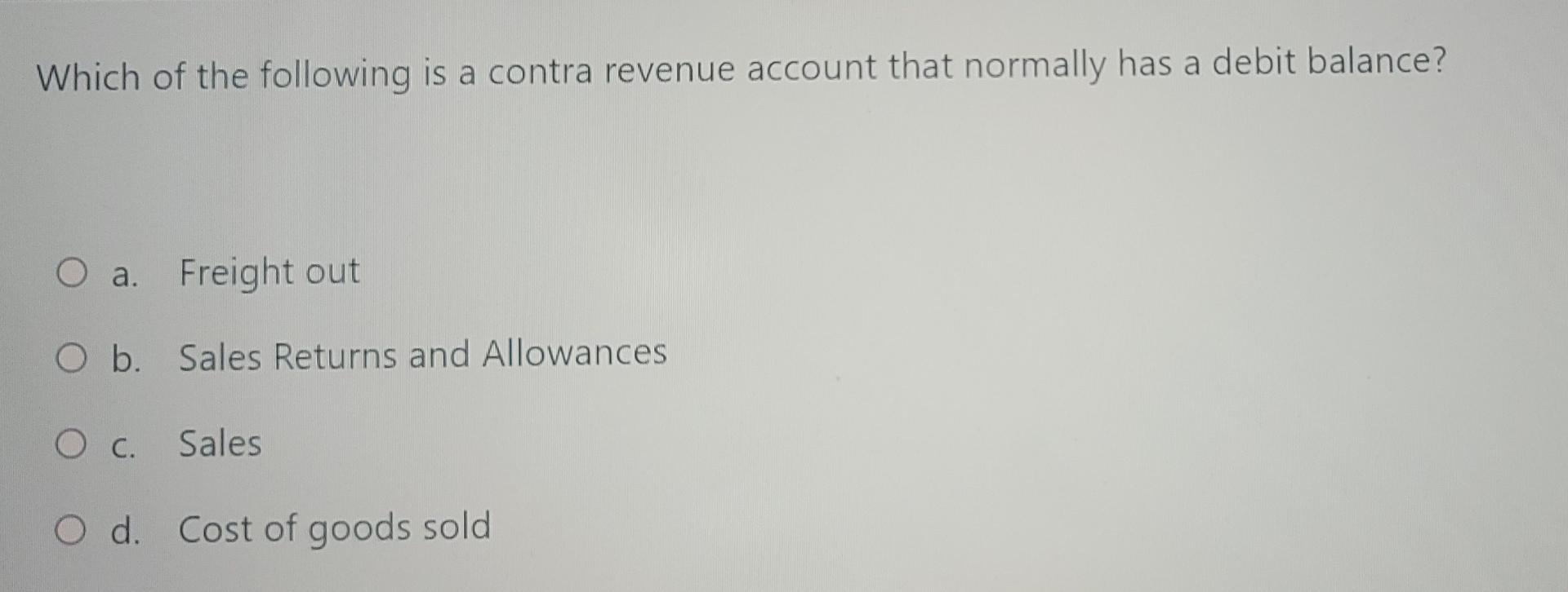 Solved Which of the following is a contra revenue account | Chegg.com