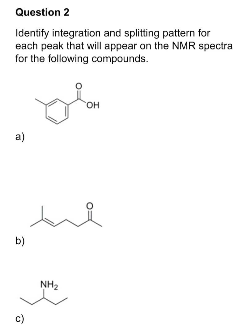 Solved Question 2Identify integration and splitting pattern | Chegg.com