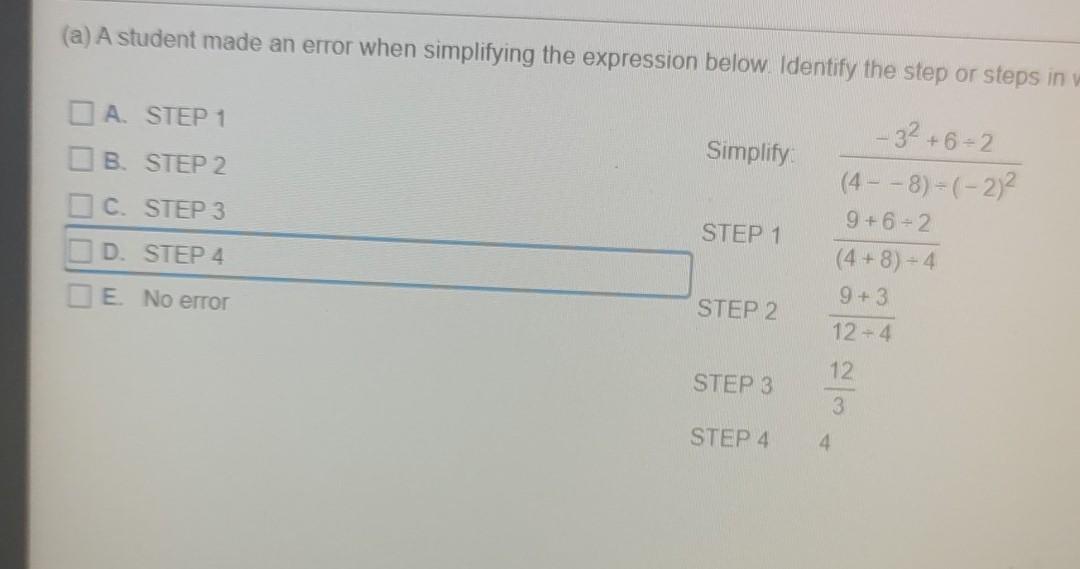 Solved (a) A student made an error when simplifying the | Chegg.com