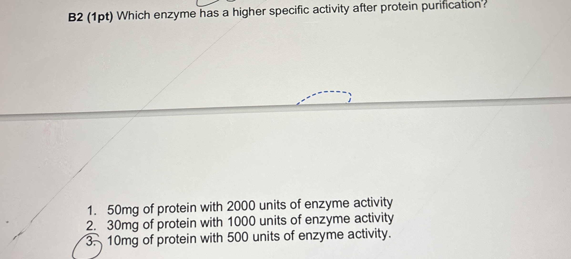 Solved B2 (1pt) ﻿Which enzyme has a higher specific activity | Chegg.com