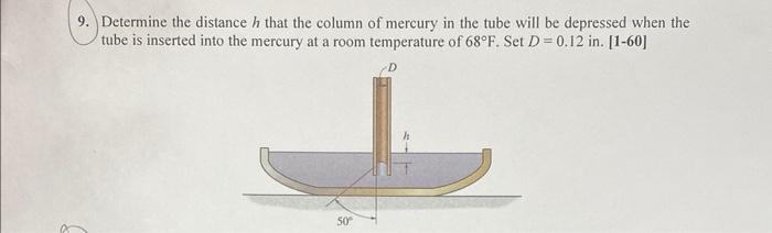 Solved Determine the distance h that the column of mercury | Chegg.com