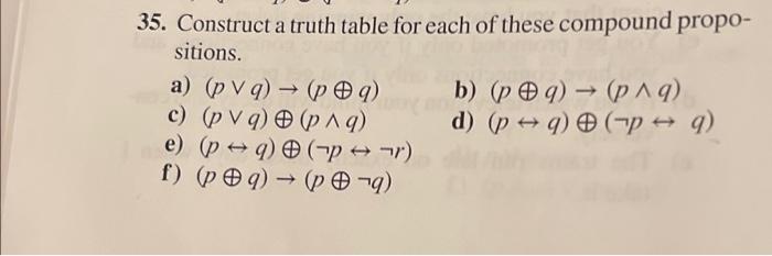 35. Construct a truth table for each of these | Chegg.com