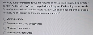 Solved Recovery audit contractors (RACs) ﻿are required to | Chegg.com