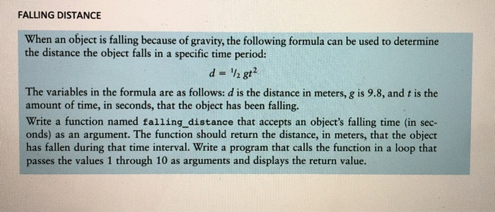 Solved FALLING DISTANCE When an object is falling because of | Chegg.com