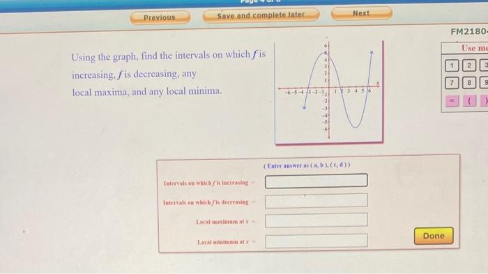 Solved FM2180 Using the graph, find the intervals on which f | Chegg.com