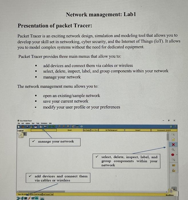 Solved Network management: Lab1 Presentation of packet | Chegg.com