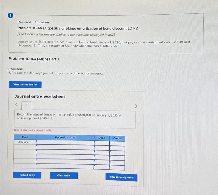 Solved ! Required information Problem 10-4A (Algo) | Chegg.com