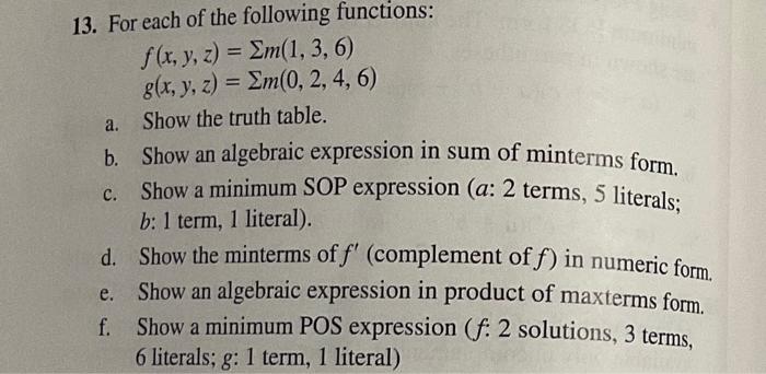 Solved 13. For each of the following functions: | Chegg.com