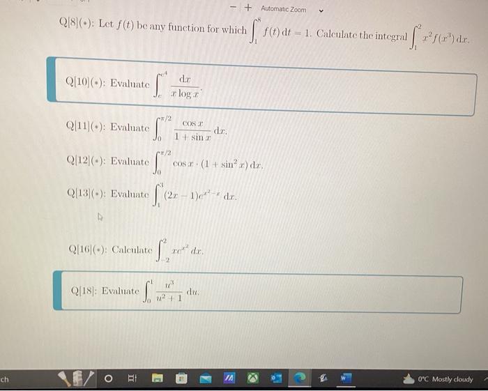 Solved Q[8](*): Let f(t) be any function for which | Chegg.com