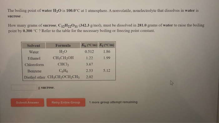 Solved The boiling point of water H2O is 100.0°C at 1 | Chegg.com