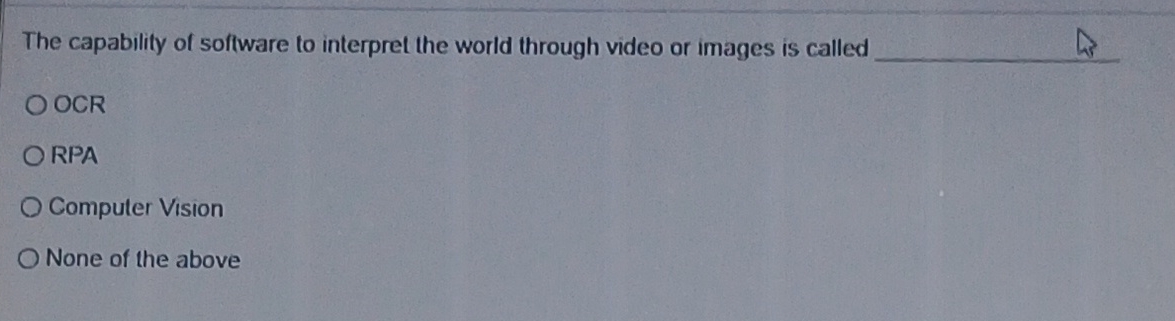 Solved The capability of software to interpret the world | Chegg.com