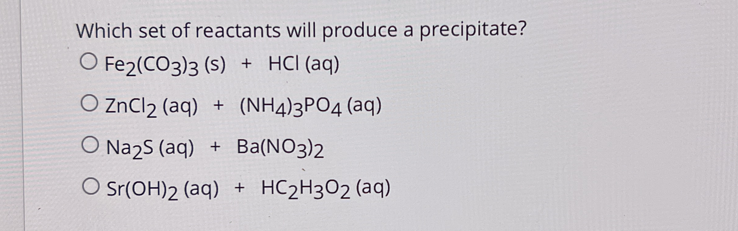 Solved Which set of reactants will produce a | Chegg.com