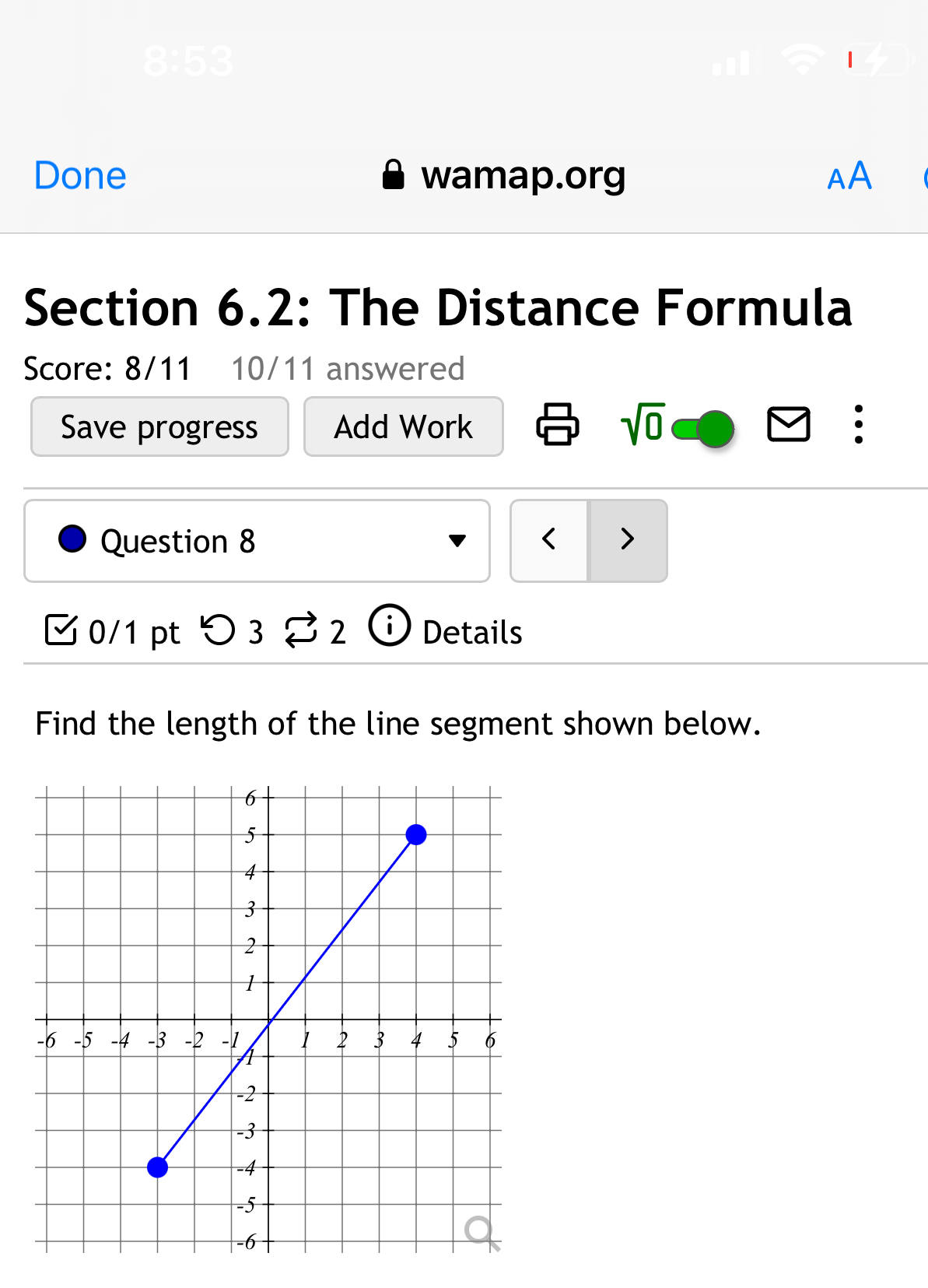 Solved Donewamap.orgAASection 6.2: The Distance | Chegg.com