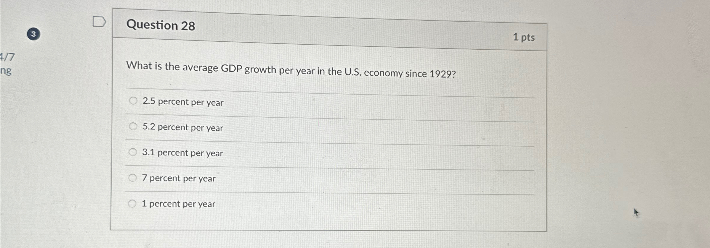Solved Question 281 ﻿ptsWhat is the average GDP growth per | Chegg.com