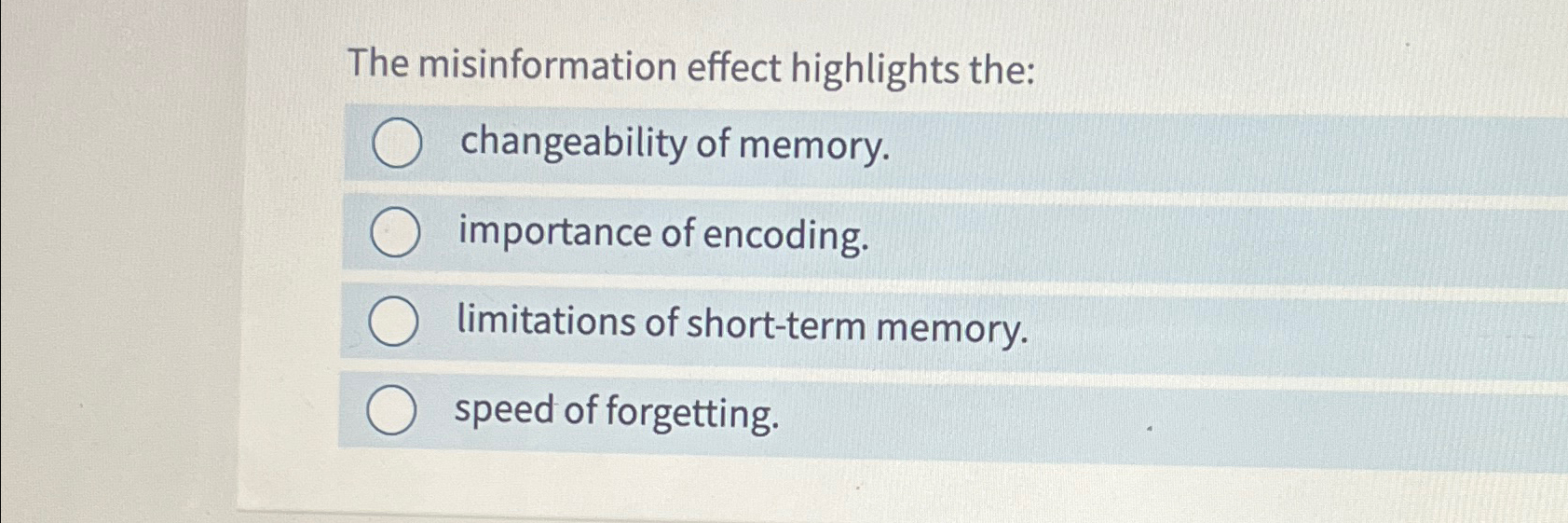 Solved The misinformation effect highlights | Chegg.com