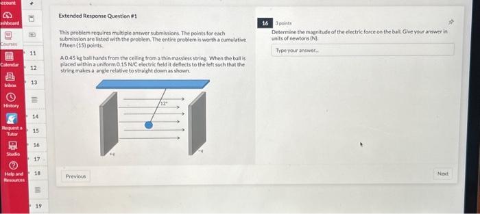 Solved Extended Response Question 11 This problem requires | Chegg.com