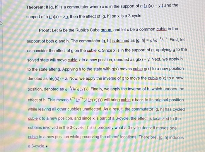 Solved Theorem: If [g,h] is a commutator where x is in the | Chegg.com