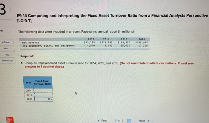 Solved W E9-14 Computing and Interpreting the Fixed Asset | Chegg.com