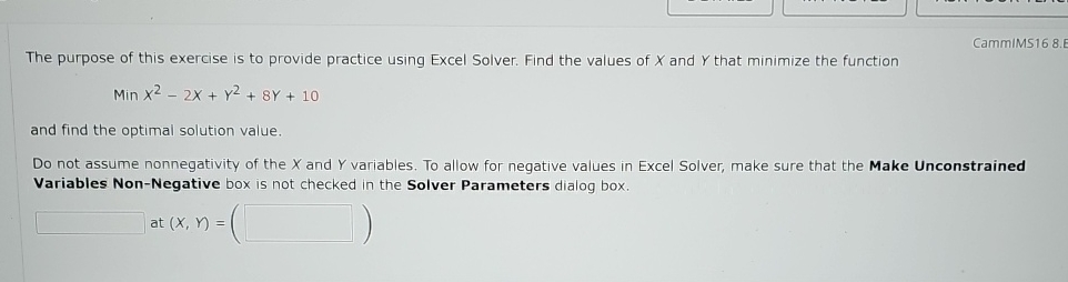 Solved CammiMS16 8.EThe purpose of this exercise is to | Chegg.com