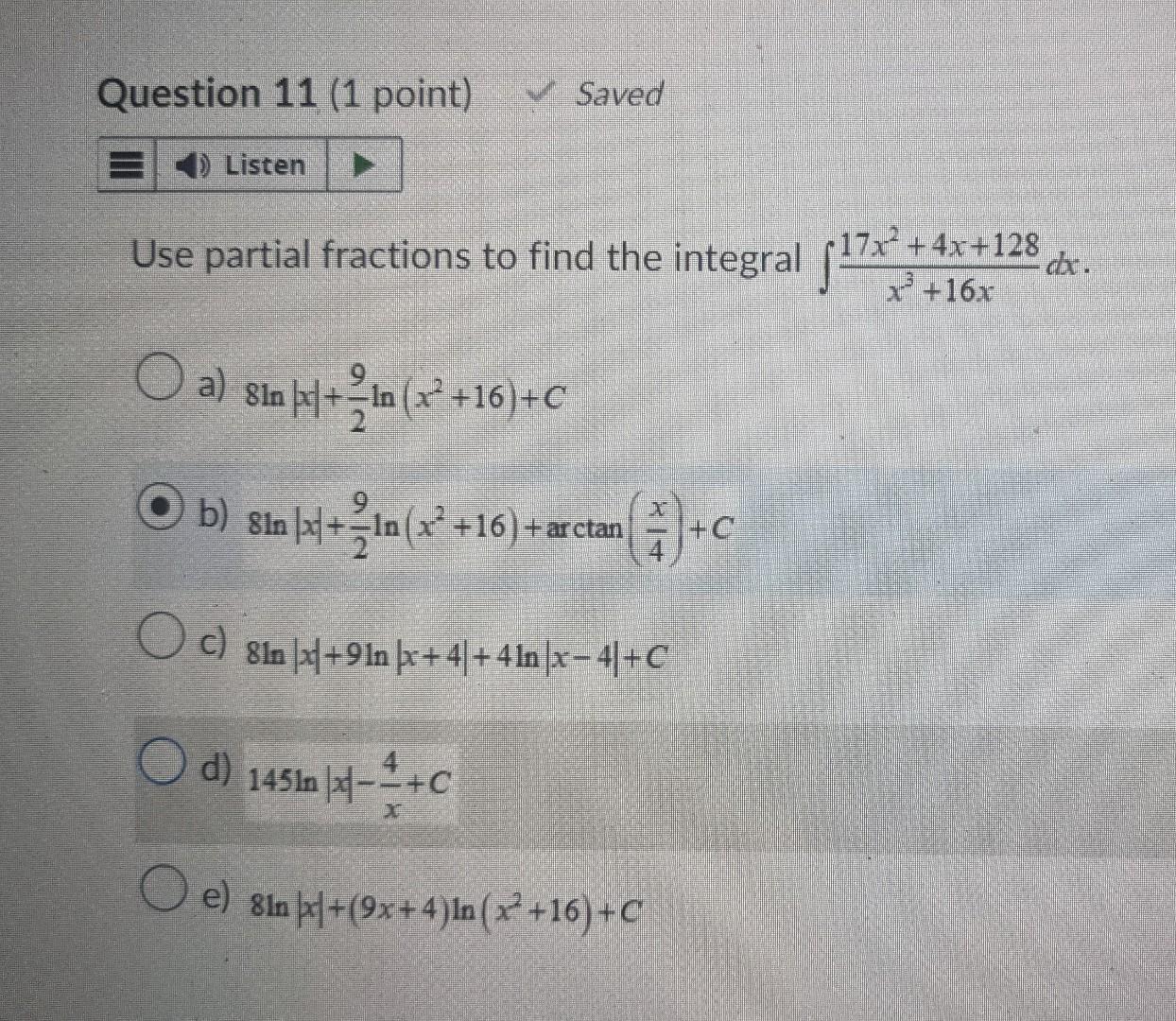 Solved Use partial fractions to find the integral | Chegg.com