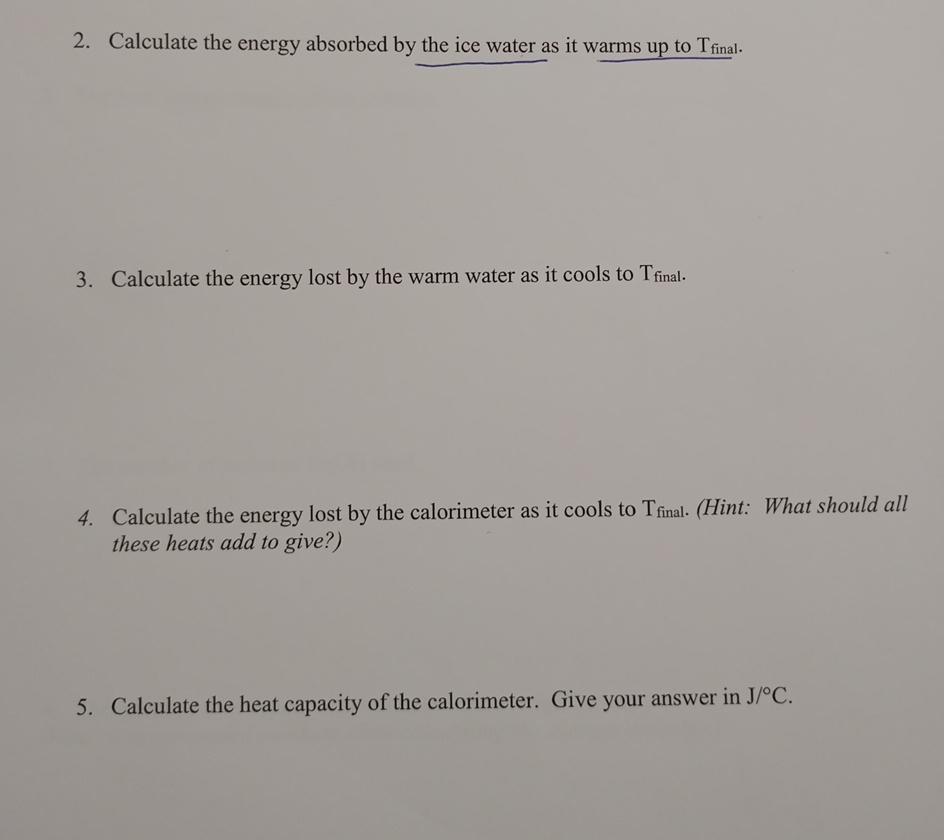 Solved Calculate the energy absorbed by the ice water as it | Chegg.com